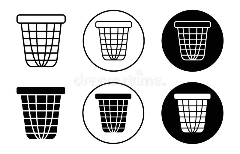 Laundry Hamper Vector Icon Mark Set Symbol for Web Application Stock ...