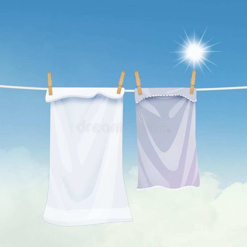 Man Laundry Hanging on Clothesline on Sunny Day Vector Stock Vector ...