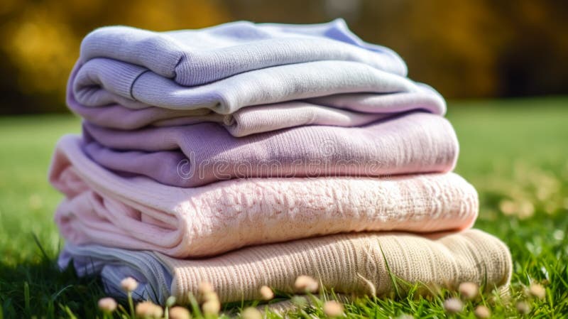 Laundry, Housekeeping and Homemaking, Stack of Clean and Folded Clothes ...