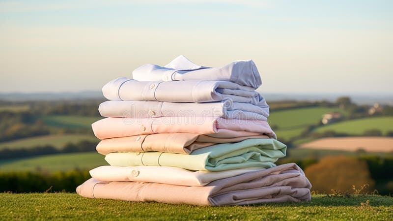 Laundry, Housekeeping and Homemaking, Stack of Clean and Folded Clothes ...