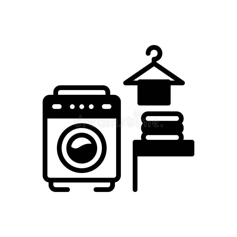 Black Solid Icon for Laundry, Cleaning and Cloth Stock Illustration ...
