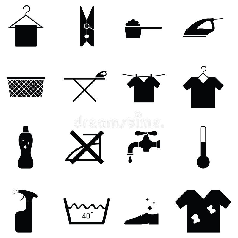 Laundry icon set stock vector. Illustration of line - 102677385