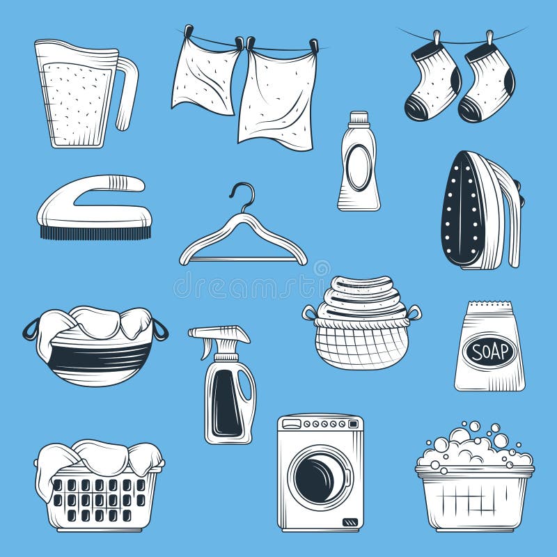 Laundry, icon set stock vector. Illustration of cloth - 253769575