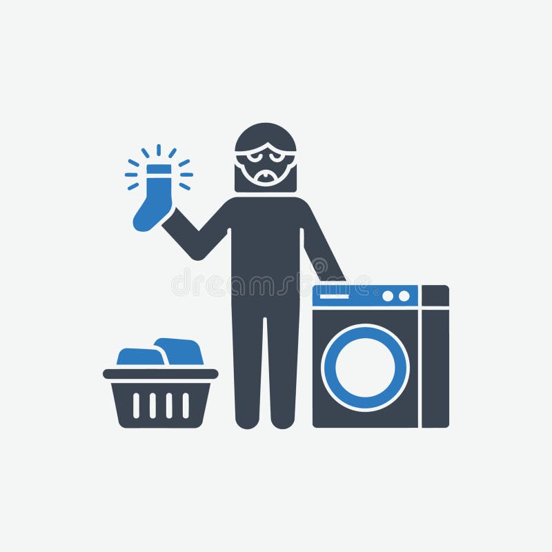 Laundry icon stock vector. Illustration of person, machine - 346301994