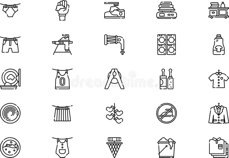 Laundry Icons Collection is a Vector Illustration with Editable Stroke ...
