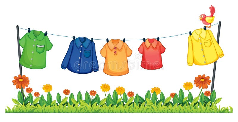 Washing line and clothes stock vector. Illustration of hanging - 67646301