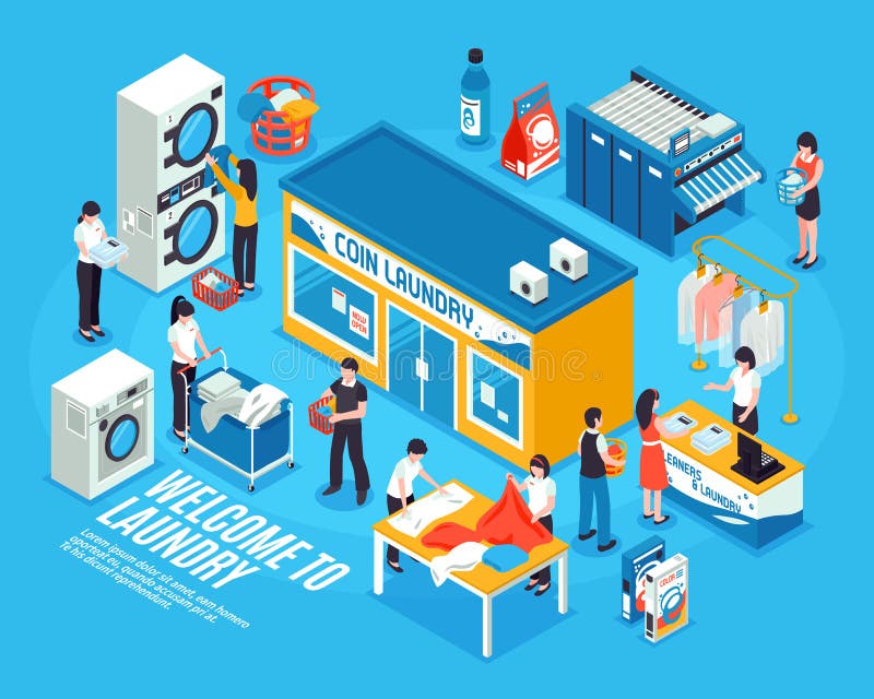Laundry Interior Isometric Composition Stock Vector - Illustration of ...