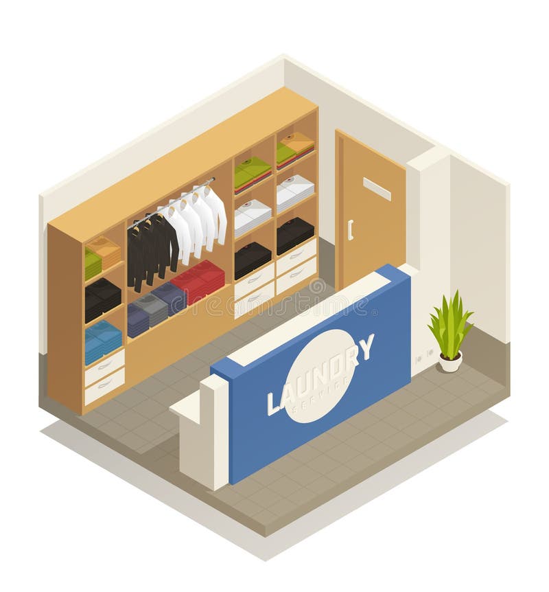 Laundry Isometric Composition Stock Vector - Illustration of linen ...