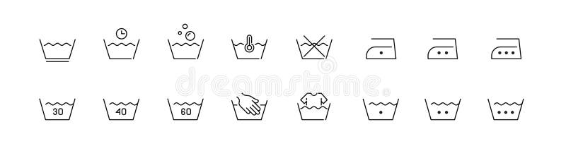 Laundry Label Tags Set. Washing and Ironing Temperature, Hand and No ...