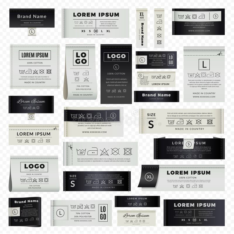 Laundry Labels. Tailor Instructions Badges with Technical Information ...