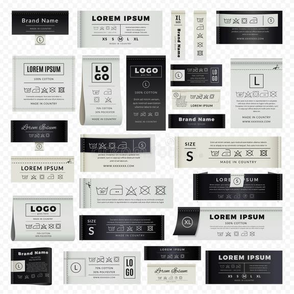 Laundry Labels. Tailor Instructions Badges with Technical Information ...