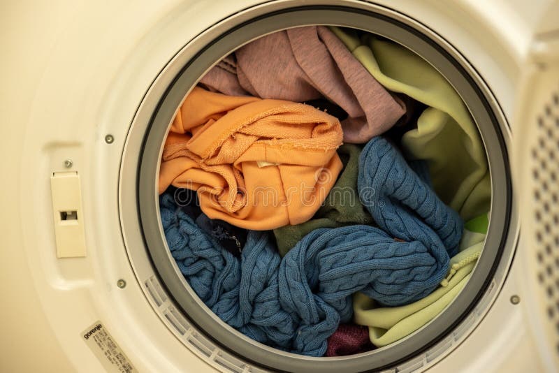 Laundry Loaded in the Washing Machine Stock Image - Image of cleaning ...