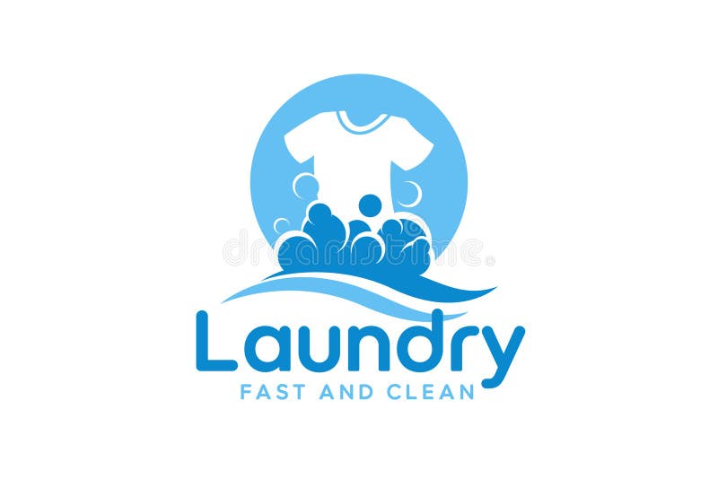 Laundry Logo Design Template. Clothes with Detergent Bubbles ...