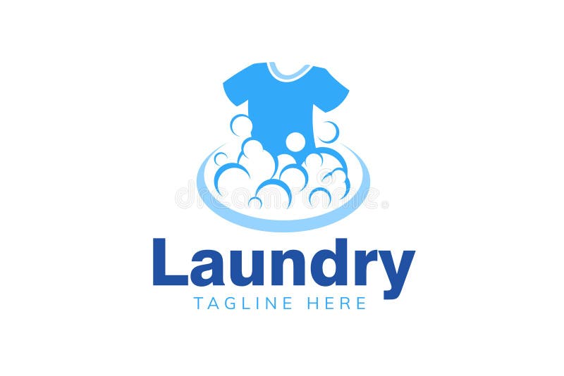 Laundry Logo Design Template. Clothes Illustration with Detergent ...