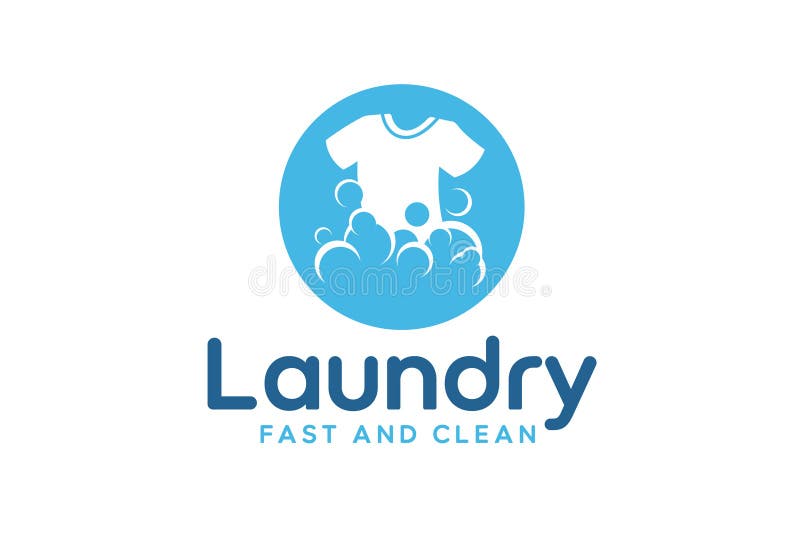 Laundry Logo Design Template. Clothes Illustration with Detergent ...