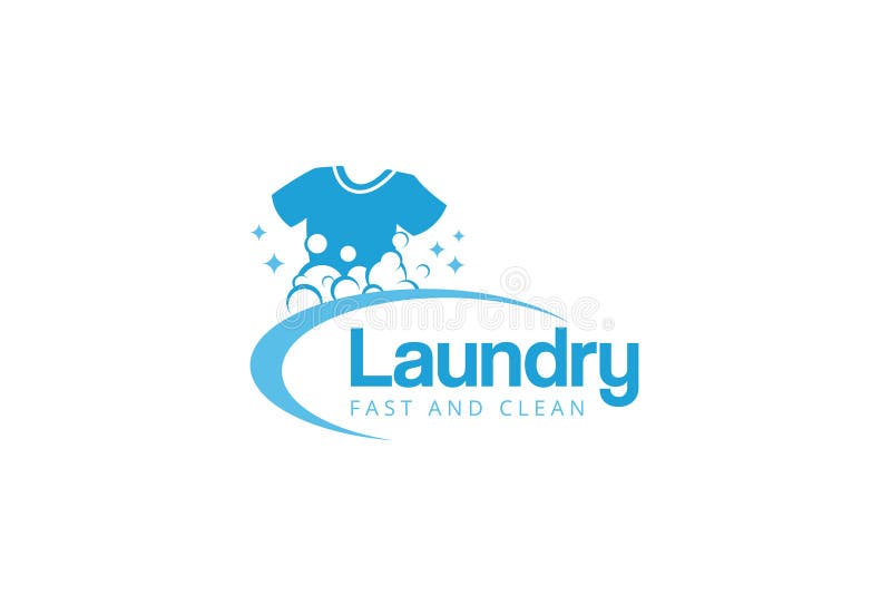Laundry Logo Design Template. Clothes Illustration with Detergent ...