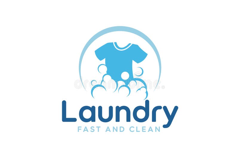 Laundry Logo Design Template. Clothes Illustration with Detergent ...