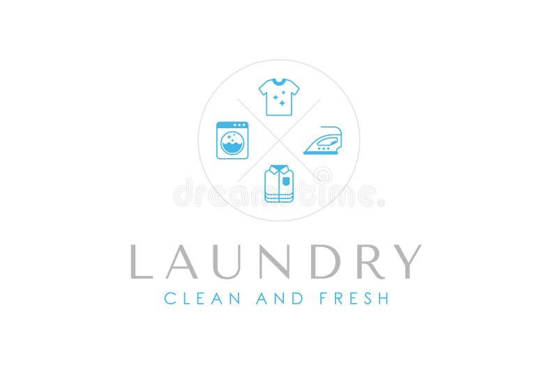 Laundry Logo Design Template. Washing Machine, Clothes, Iron, and ...