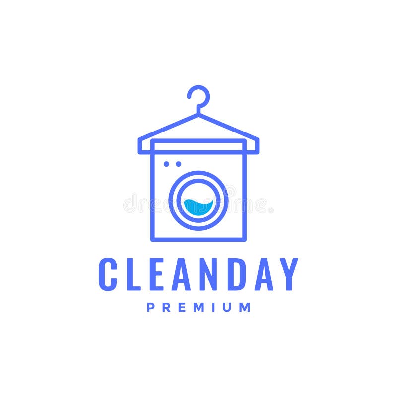 Laundry Machine Line Logo Design Vector Illustration Stock Vector ...