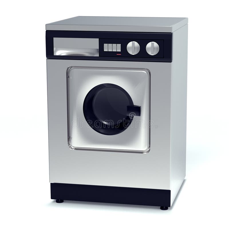 Laundry Machine Made of Metal Isolated on White Stock Illustration ...
