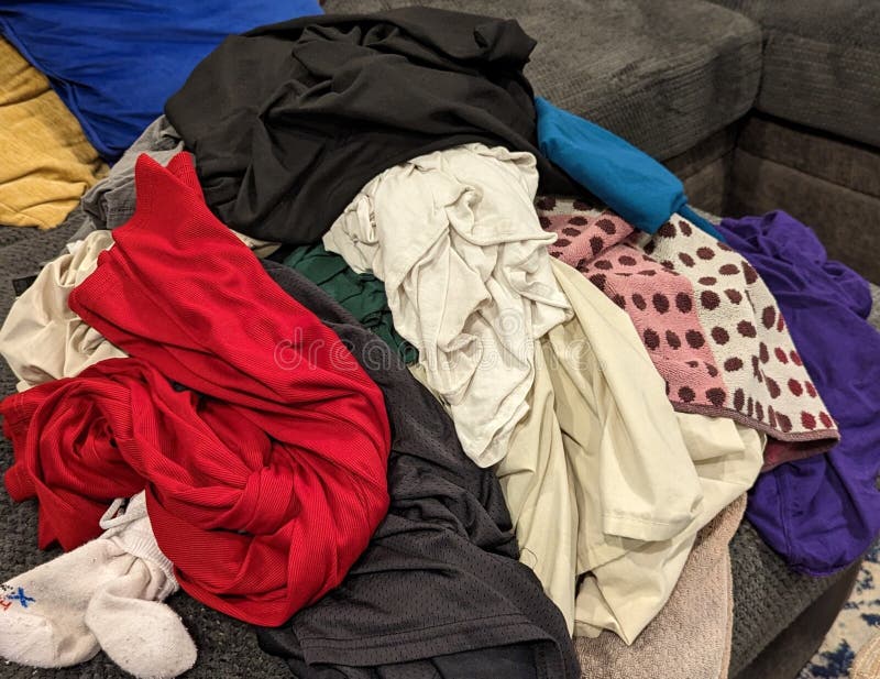 Laundry Pile, Clean Clothes, Mountain of Laundry Stock Photo - Image of ...