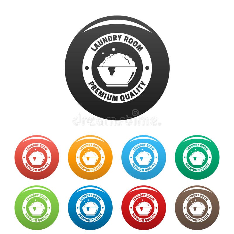 Laundry Premium Room Icons Set Color Stock Vector - Illustration of ...