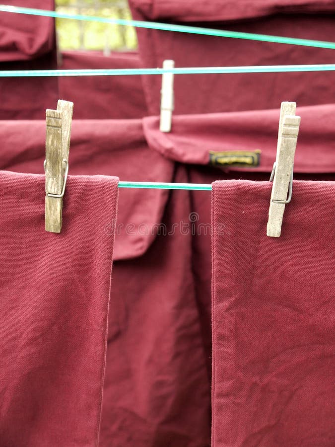 Laundry: Red Washing Hanging on Line Stock Image - Image of line, cloth ...