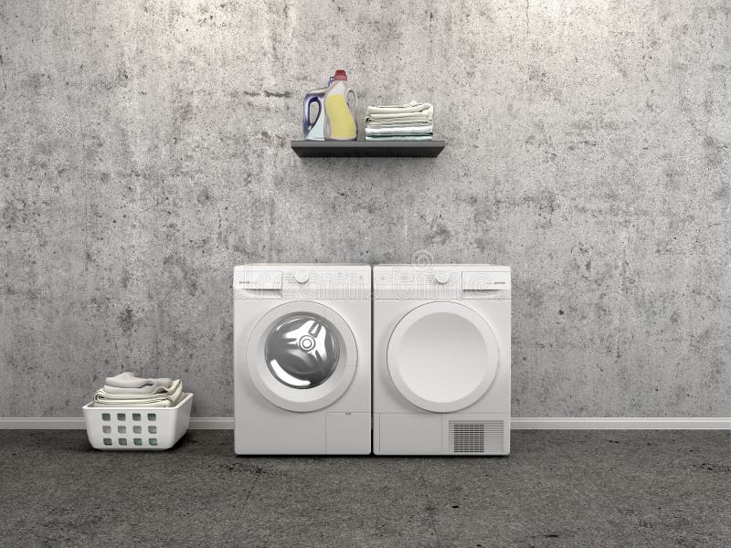 Laundry Room Design with Washing Machine. Stock Illustration ...