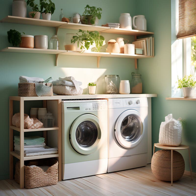 Laundry Room Interior with Washing Machine Stock Illustration ... Laundry Room Interior with Washing Machine Stock Illustration ...