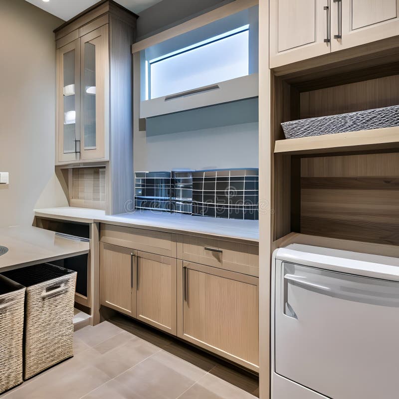 8 a Laundry Room with a Large, Wall-mounted Drying Rack, a Built-in ...