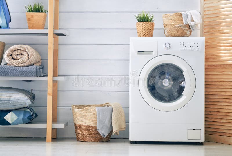 Laundry Room with a Washing Machine Stock Image - Image of housekeeping ...