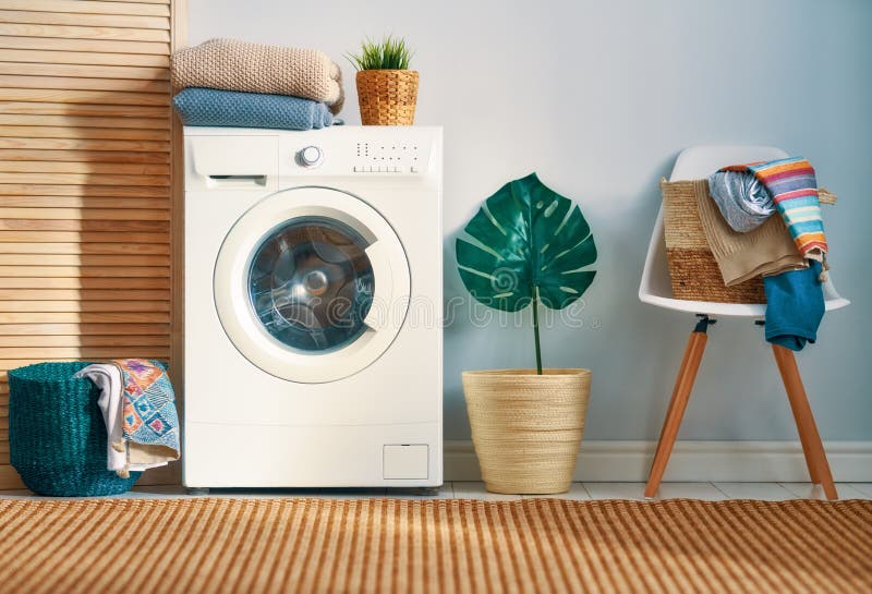 Laundry Room with a Washing Machine Stock Image - Image of housewife ...