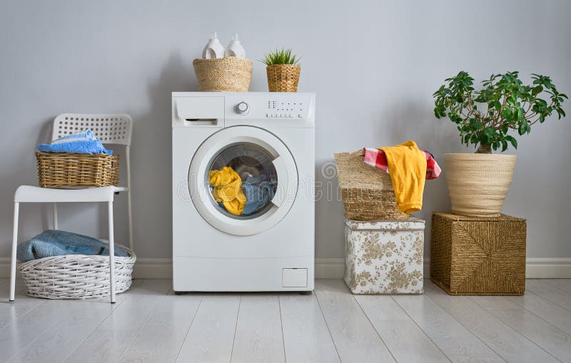 Laundry Room with a Washing Machine Stock Photo - Image of clean ...