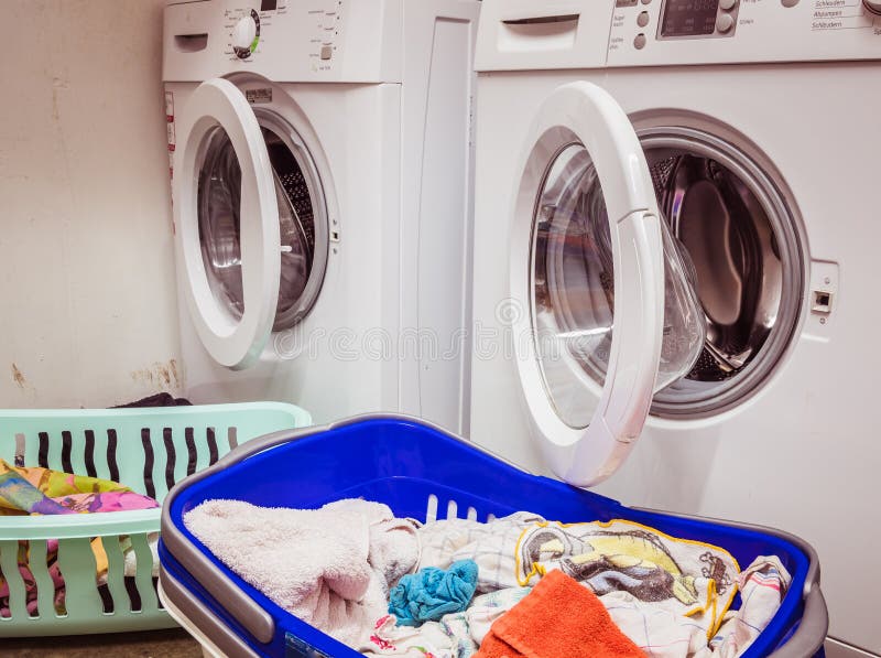 Laundry Room with Washing Machines in the House Stock Photo - Image of ...