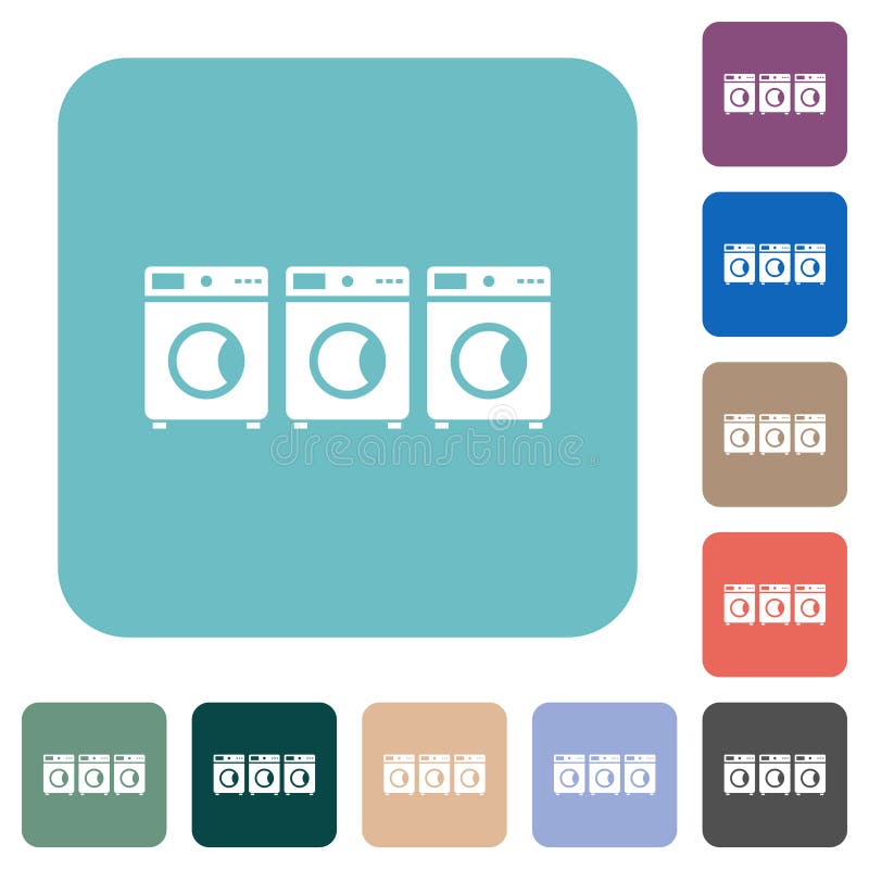 Laundry Rounded Square Flat Icons Stock Vector - Illustration of hygiene, launder: 263503244