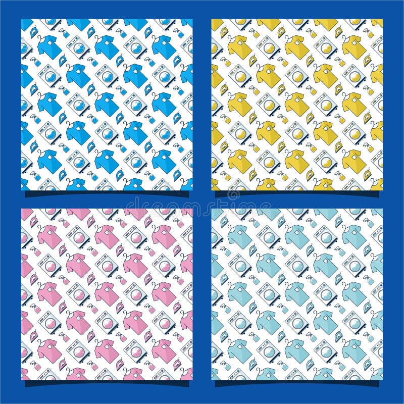 Laundry Seamless Pattern Design Collection Stock Vector - Illustration ...