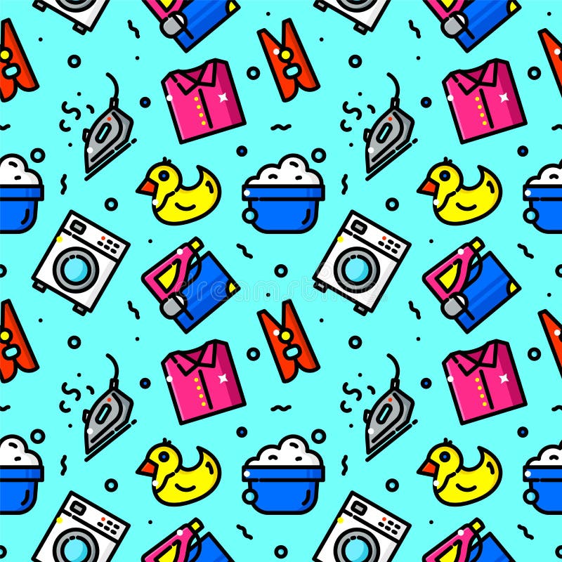 Laundry Serves Seamless Pattern Vector Stock Vector - Illustration of ...