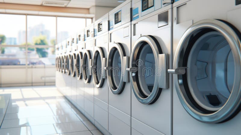 Laundry Service Area in a Bustling Public Space. Stock Photo - Image of ...