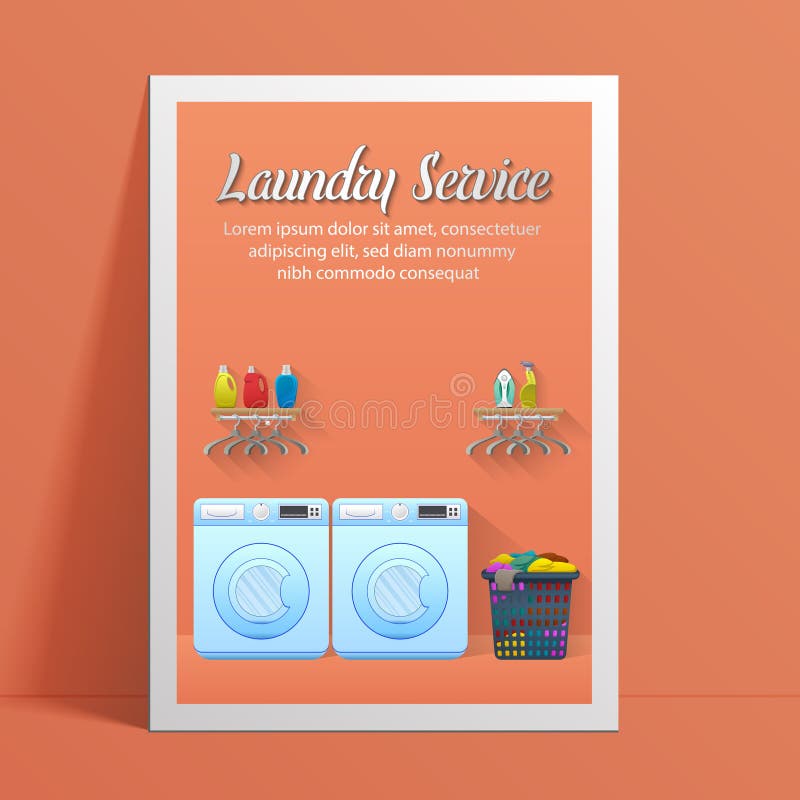 Laundry Service Banner Design Stock Vector - Illustration of clean ...