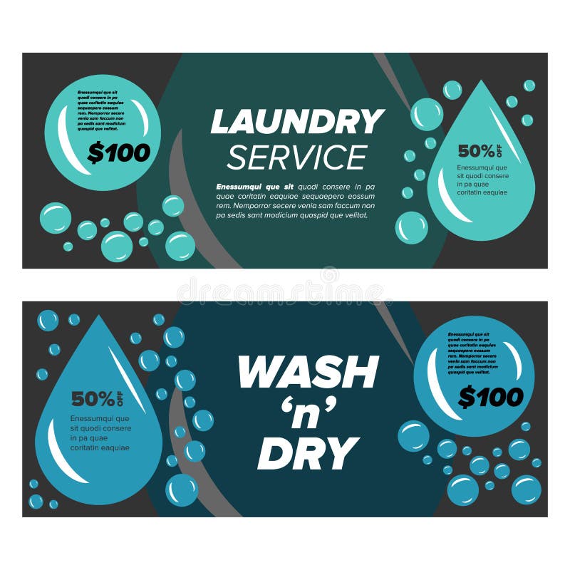 Laundry service banners stock vector. Illustration of icons - 74047637