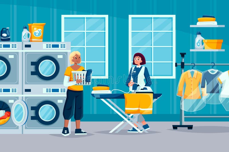 Laundry Service Illustration in Flat Design Stock Illustration ...