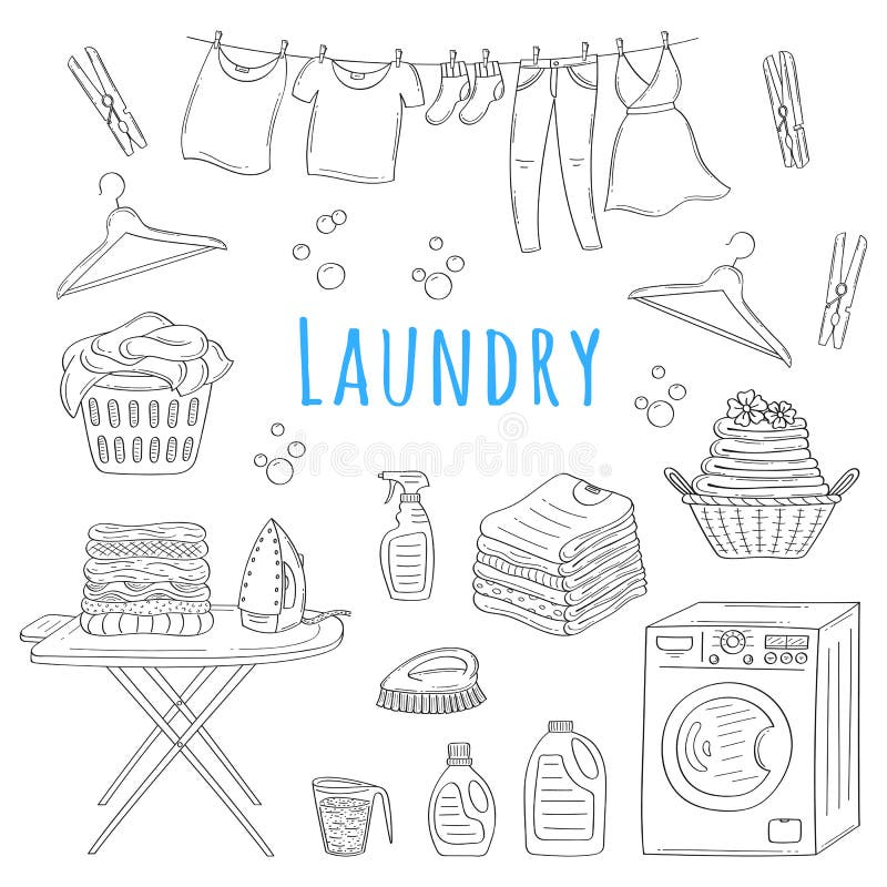 Laundry Service Drawing Stock Illustrations – 857 Laundry Service ...