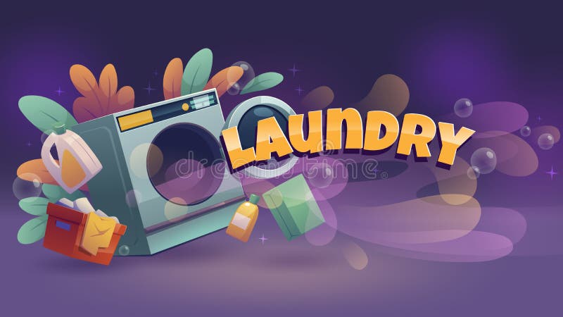 Laundry Service Posters with Washing Machine Stock Vector ...