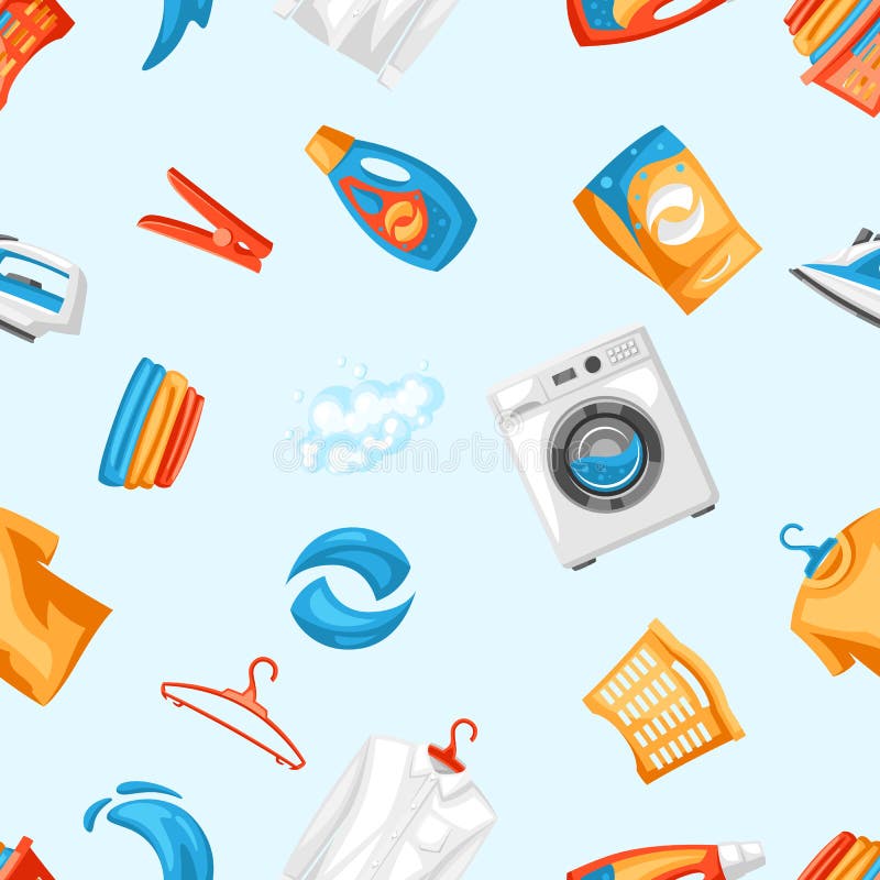 Laundry Service Background with Professional Items. Stock Vector ...