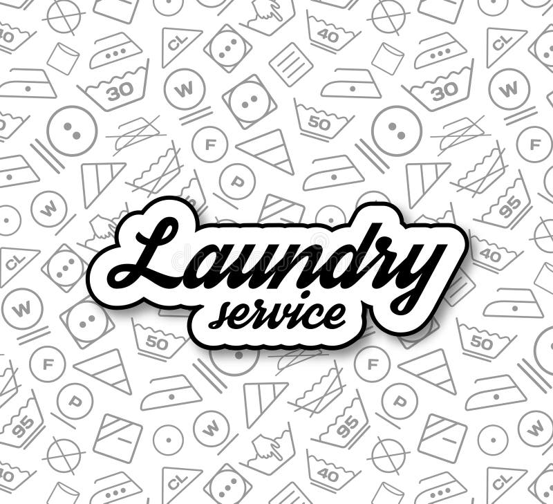 Laundry Service Poster Design. Icons Circle Label with Text Stock ...
