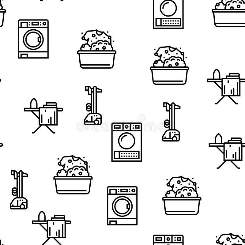 Laundry Service Washing Clothes Vector Seamless Pattern Stock Vector ...