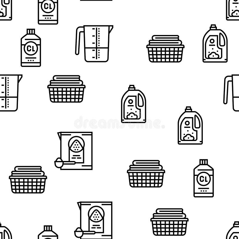 Laundry Service Washing Clothes Vector Seamless Pattern Stock Vector ...