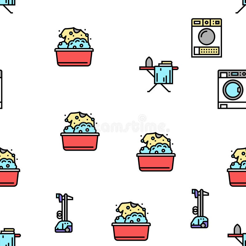 Laundry Service Washing Clothes Vector Seamless Pattern Stock Vector ...