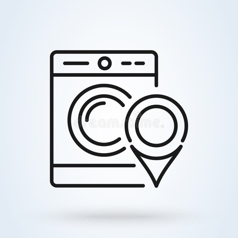 Laundry Services Location Vector Icon. Map Pin with Washing Machine ...