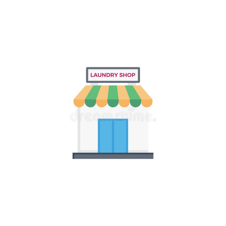 Laundry Shop Vector Flat Colour Icon Stock Vector - Illustration of ...